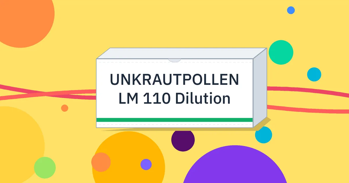 Symbolbild: Packung mit der Aufschrift UNKRAUTPOLLEN LM 110 Dilution (PZN 13256095) – Verfügbarkeit und Bezug in Apotheken in Frankfurt am Main