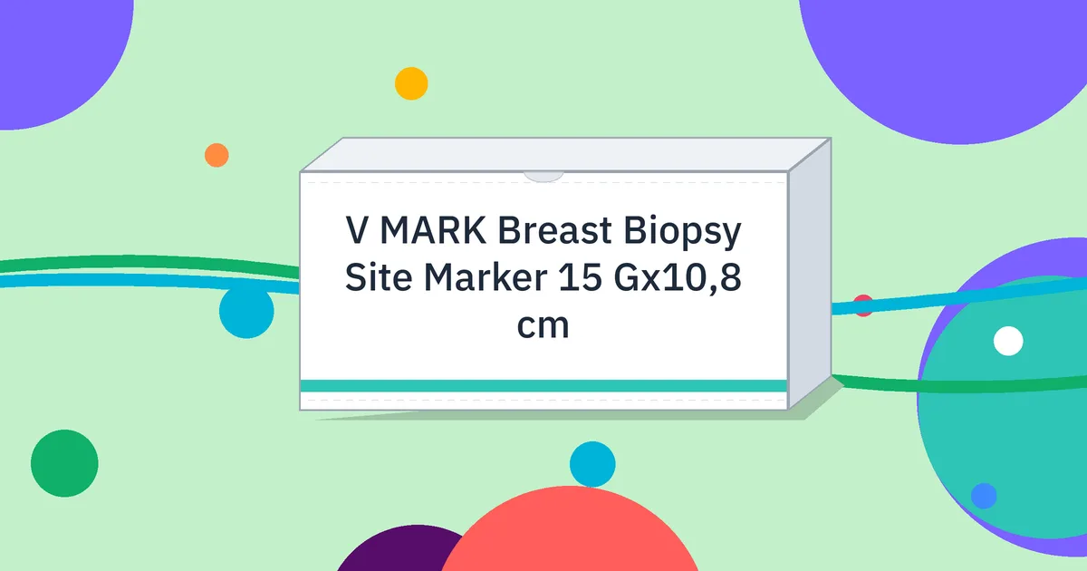 Symbolbild: Packung mit der Aufschrift V MARK Breast Biopsy Site Marker 15 Gx10,8 cm (PZN 06771997) – Verfügbarkeit und Bezug in Apotheken in Frankfurt am Main
