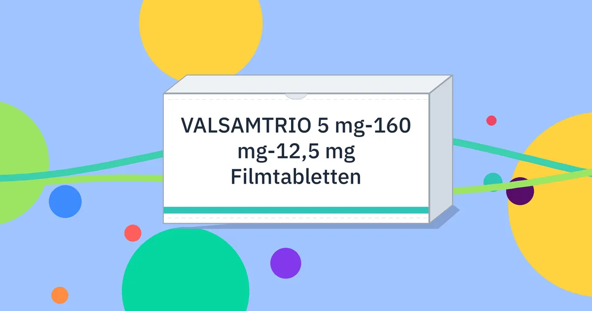 Symbolbild: Packung mit der Aufschrift VALSAMTRIO 5 mg-160 mg-12,5 mg Filmtabletten (PZN 15865220) – Verfügbarkeit und Bezug in Apotheken in Frankfurt am Main