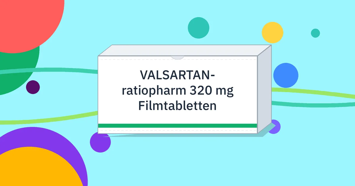 Symbolbild: Packung mit der Aufschrift VALSARTAN-ratiopharm 320 mg Filmtabletten (PZN 06906428) – Verfügbarkeit und Bezug in Apotheken in Frankfurt am Main