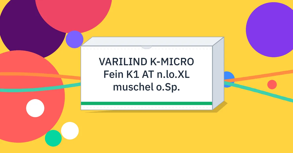 Symbolbild: Packung mit der Aufschrift VARILIND K-MICRO Fein K1 AT n.lo.XL muschel o.Sp. (PZN 20553008) – Verfügbarkeit und Bezug in Apotheken in Frankfurt am Main