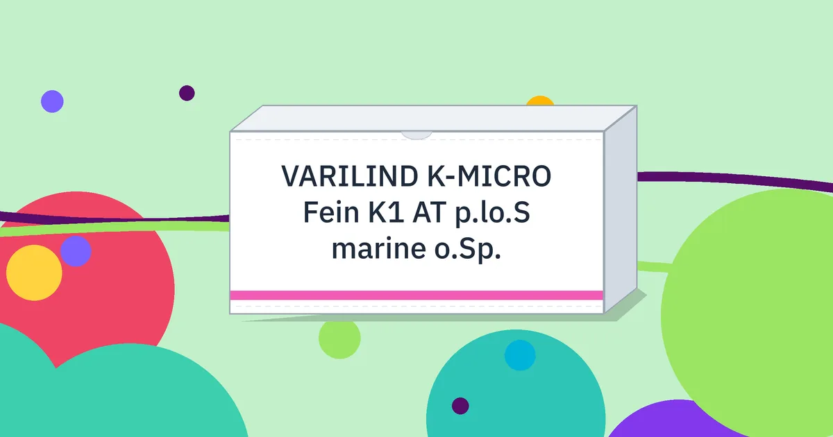Symbolbild: Packung mit der Aufschrift VARILIND K-MICRO Fein K1 AT p.lo.S marine o.Sp. (PZN 20552285) – Verfügbarkeit und Bezug in Apotheken in Frankfurt am Main