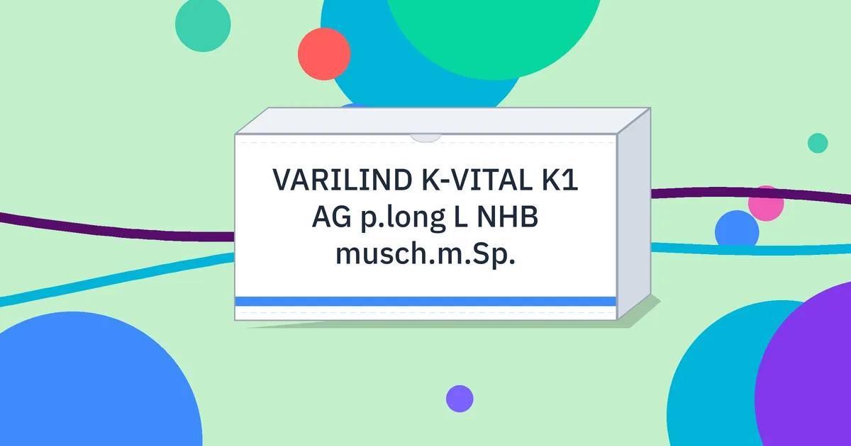 Symbolbild: Packung mit der Aufschrift VARILIND K-VITAL K1 AG p.long L NHB musch.m.Sp. (PZN 20563969) – Verfügbarkeit und Bezug in Apotheken in Frankfurt am Main