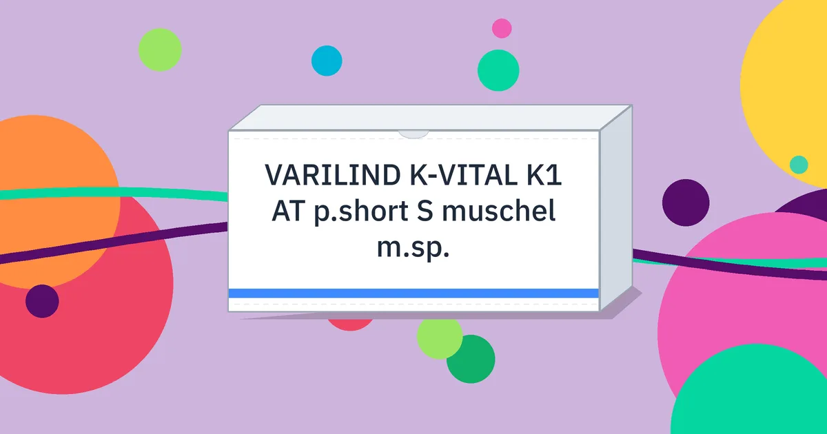 Symbolbild: Packung mit der Aufschrift VARILIND K-VITAL K1 AT p.short S muschel m.sp. (PZN 20560787) – Verfügbarkeit und Bezug in Apotheken in Frankfurt am Main