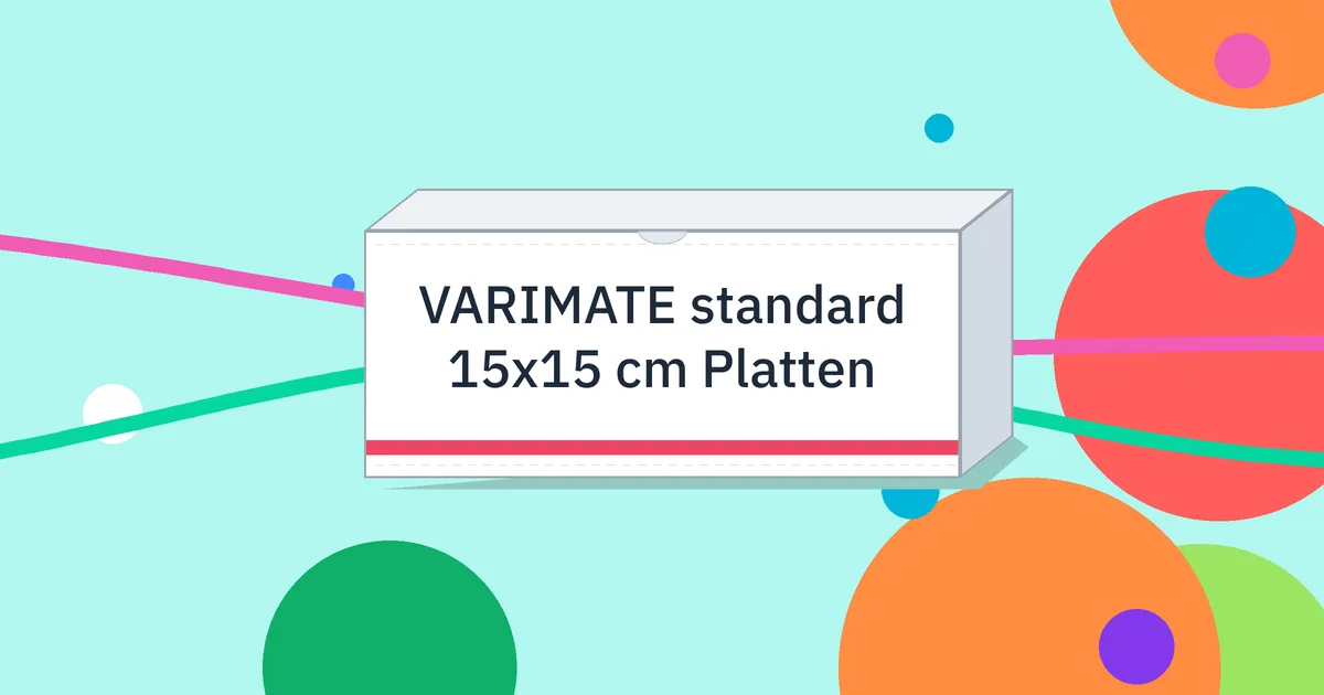 Symbolbild: Packung mit der Aufschrift VARIMATE standard 15x15 cm Platten (PZN 02787599) – Verfügbarkeit und Bezug in Apotheken in Frankfurt am Main