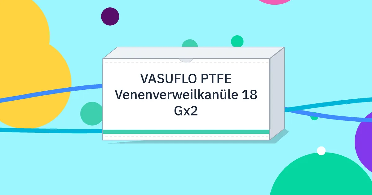 Symbolbild: Packung mit der Aufschrift VASUFLO PTFE Venenverweilkanüle 18 Gx2 (PZN 18387293) – Verfügbarkeit und Bezug in Apotheken in Frankfurt am Main