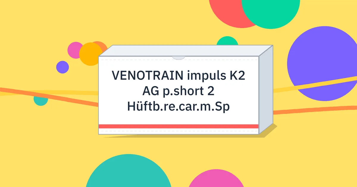 Symbolbild: Packung mit der Aufschrift VENOTRAIN impuls K2 AG p.short 2 Hüftb.re.car.m.Sp (PZN 10292771) – Verfügbarkeit und Bezug in Apotheken in Frankfurt am Main