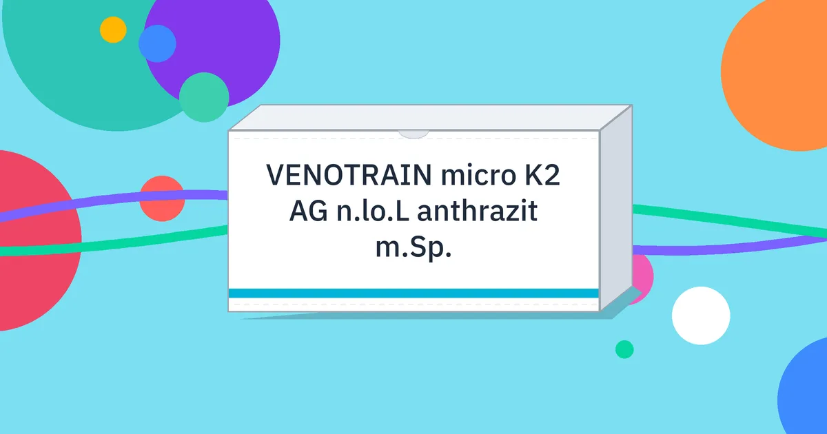 Symbolbild: Packung mit der Aufschrift VENOTRAIN micro K2 AG n.lo.L anthrazit m.Sp. (PZN 11061683) – Verfügbarkeit und Bezug in Apotheken in Frankfurt am Main