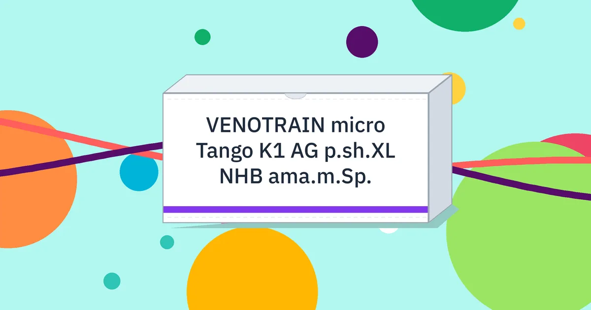 Symbolbild: Packung mit der Aufschrift VENOTRAIN micro Tango K1 AG p.sh.XL NHB ama.m.Sp. (PZN 17764641) – Verfügbarkeit und Bezug in Apotheken in Frankfurt am Main