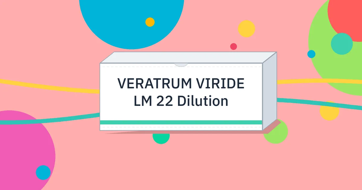 Symbolbild: Packung mit der Aufschrift VERATRUM VIRIDE LM 22 Dilution (PZN 13265444) – Verfügbarkeit und Bezug in Apotheken in Frankfurt am Main