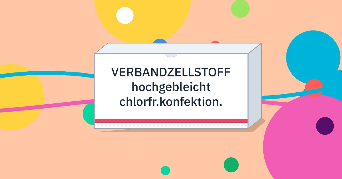 Symbolbild: Packung mit der Aufschrift VERBANDZELLSTOFF hochgebleicht chlorfr.konfektion. (PZN 04613828) – Verfügbarkeit und Bezug in Apotheken in Frankfurt am Main