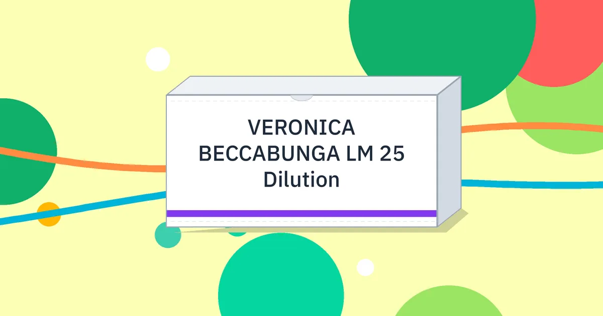 Symbolbild: Packung mit der Aufschrift VERONICA BECCABUNGA LM 25 Dilution (PZN 13269270) – Verfügbarkeit und Bezug in Apotheken in Frankfurt am Main