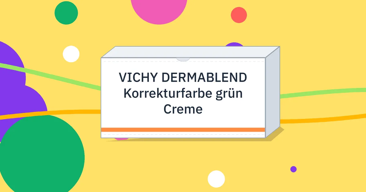 Symbolbild: Packung mit der Aufschrift VICHY DERMABLEND Korrekturfarbe grün Creme (PZN 13902052) – Verfügbarkeit und Bezug in Apotheken in Frankfurt am Main