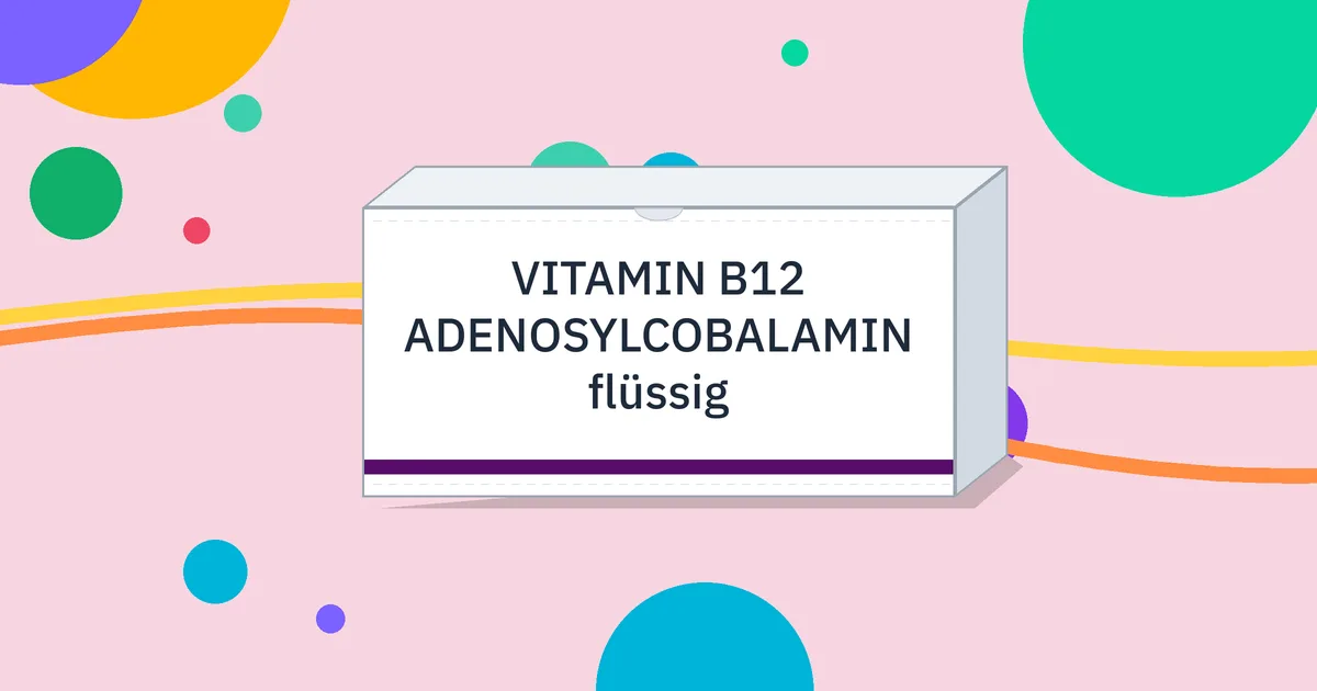 Symbolbild: Packung mit der Aufschrift VITAMIN B12 ADENOSYLCOBALAMIN flüssig (PZN 15399367) – Verfügbarkeit und Bezug in Apotheken in Frankfurt am Main