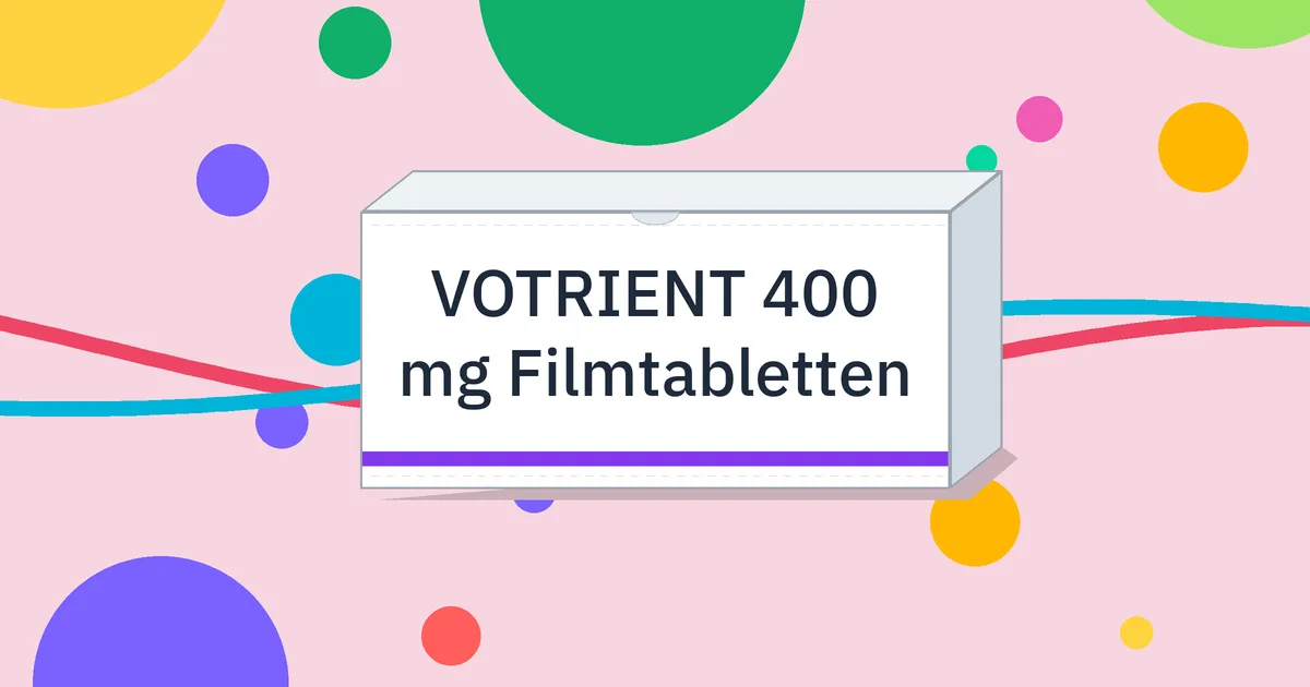 Symbolbild: Packung mit der Aufschrift VOTRIENT 400 mg Filmtabletten (PZN 14143789) – Verfügbarkeit und Bezug in Apotheken in Frankfurt am Main