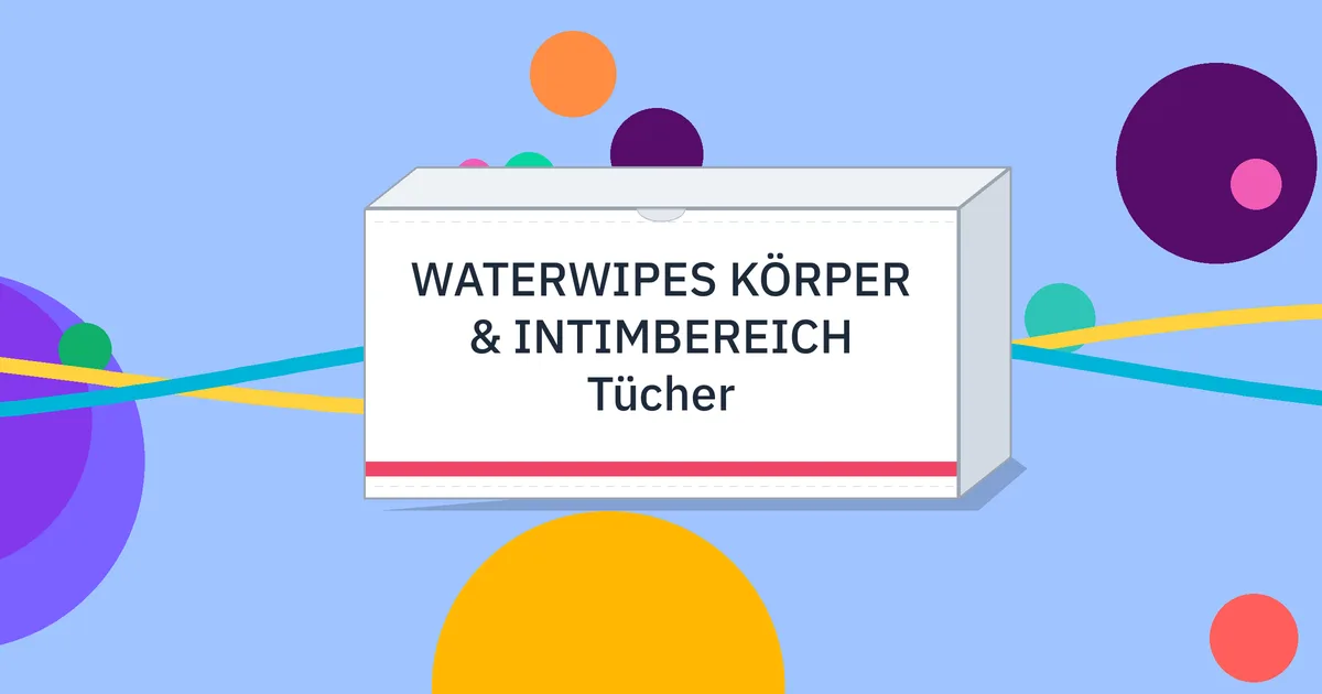 Symbolbild: Packung mit der Aufschrift WATERWIPES KÖRPER & INTIMBEREICH Tücher (PZN 20059107) – Verfügbarkeit und Bezug in Apotheken in Frankfurt am Main