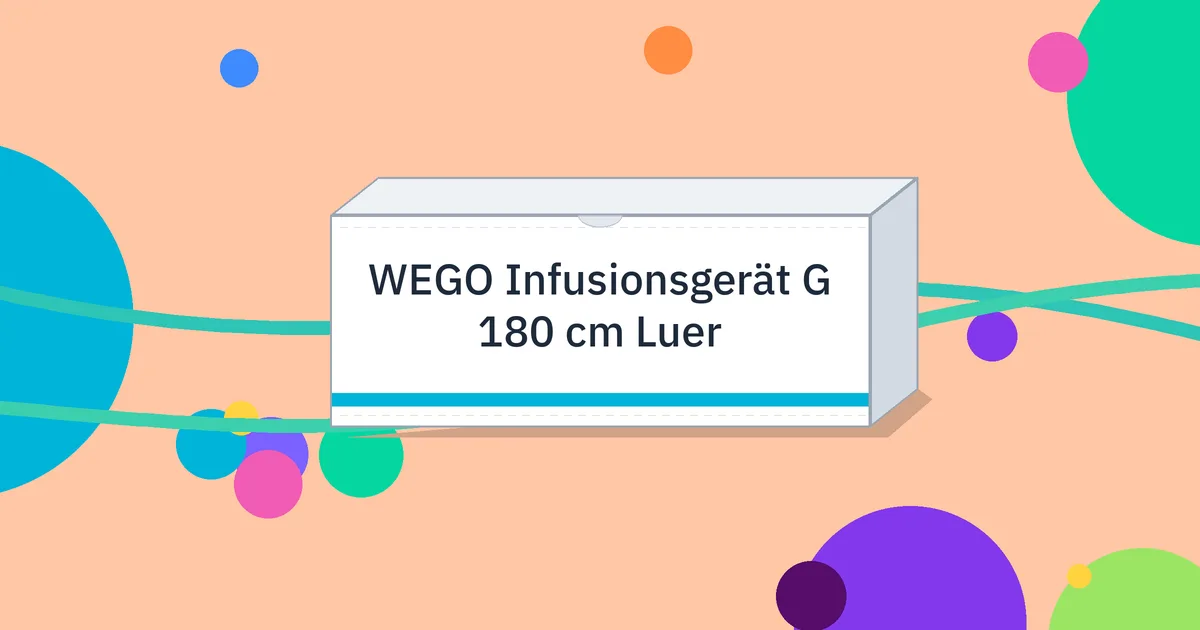 Symbolbild: Packung mit der Aufschrift WEGO Infusionsgerät G 180 cm Luer (PZN 18860128) – Verfügbarkeit und Bezug in Apotheken in Frankfurt am Main