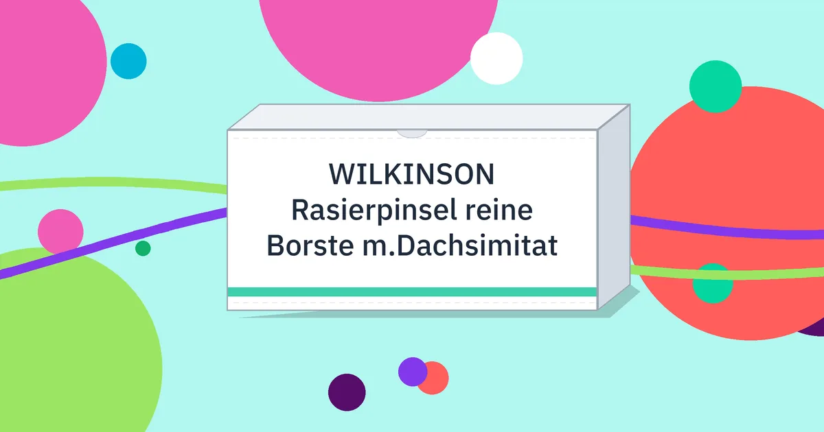 Symbolbild: Packung mit der Aufschrift WILKINSON Rasierpinsel reine Borste m.Dachsimitat (PZN 01670004) – Verfügbarkeit und Bezug in Apotheken in Frankfurt am Main