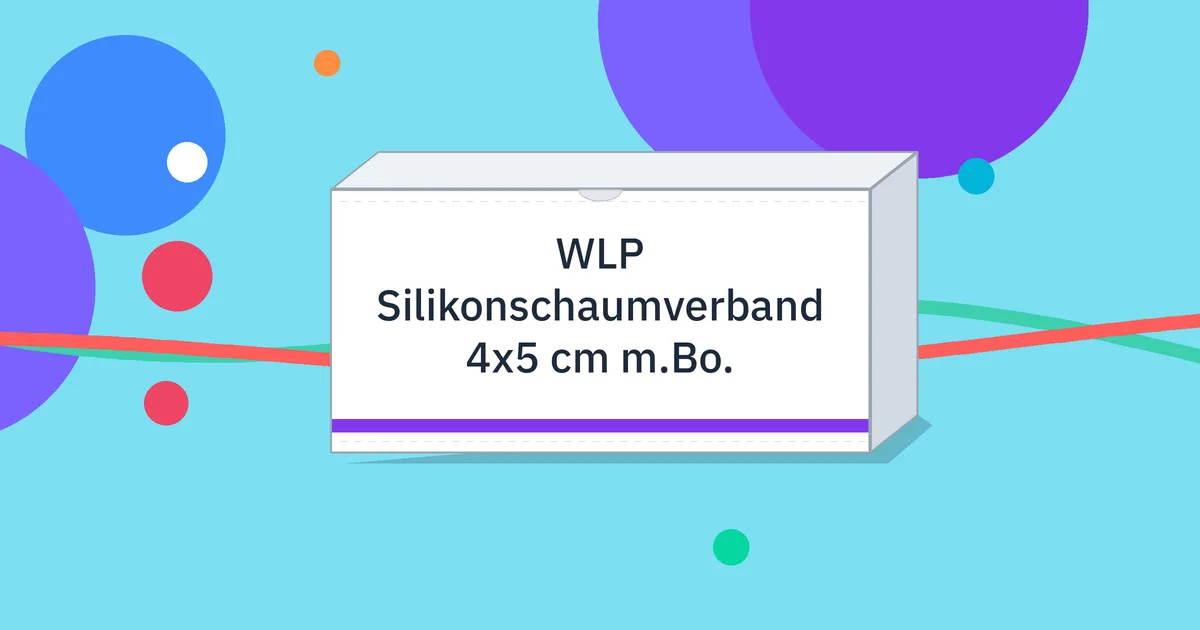 Symbolbild: Packung mit der Aufschrift WLP Silikonschaumverband 4x5 cm m.Bo. (PZN 12777219) – Verfügbarkeit und Bezug in Apotheken in Frankfurt am Main