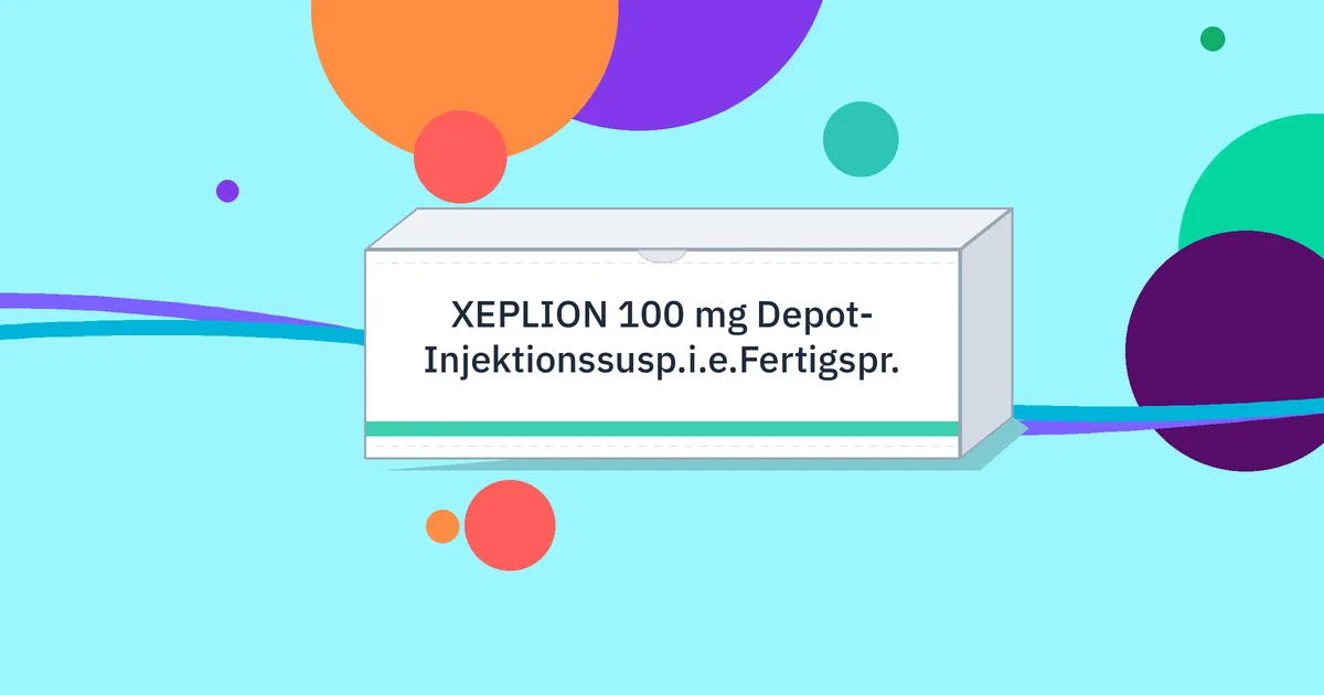 Symbolbild: Packung mit der Aufschrift XEPLION 100 mg Depot-Injektionssusp.i.e.Fertigspr. (PZN 10339768) – Verfügbarkeit und Bezug in Apotheken in Frankfurt am Main