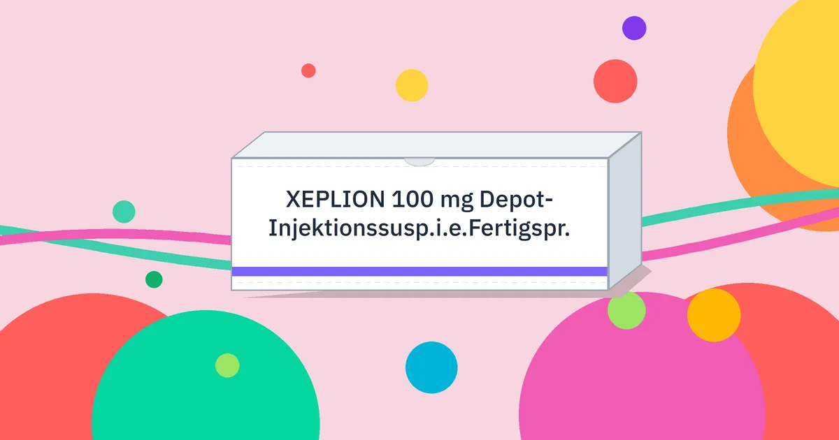 Symbolbild: Packung mit der Aufschrift XEPLION 100 mg Depot-Injektionssusp.i.e.Fertigspr. (PZN 11303896) – Verfügbarkeit und Bezug in Apotheken in Frankfurt am Main
