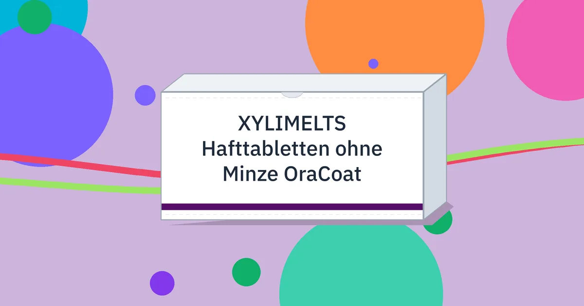 Symbolbild: Packung mit der Aufschrift XYLIMELTS Hafttabletten ohne Minze OraCoat (PZN 19957462) – Verfügbarkeit und Bezug in Apotheken in Frankfurt am Main