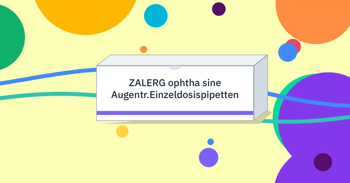 Symbolbild: Packung mit der Aufschrift ZALERG ophtha sine Augentr.Einzeldosispipetten (PZN 11095015) – Verfügbarkeit und Bezug in Apotheken in Frankfurt am Main