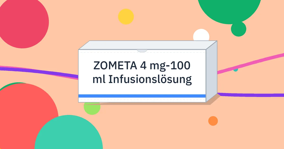 Symbolbild: Packung mit der Aufschrift ZOMETA 4 mg-100 ml Infusionslösung (PZN 08830480) – Verfügbarkeit und Bezug in Apotheken in Frankfurt am Main