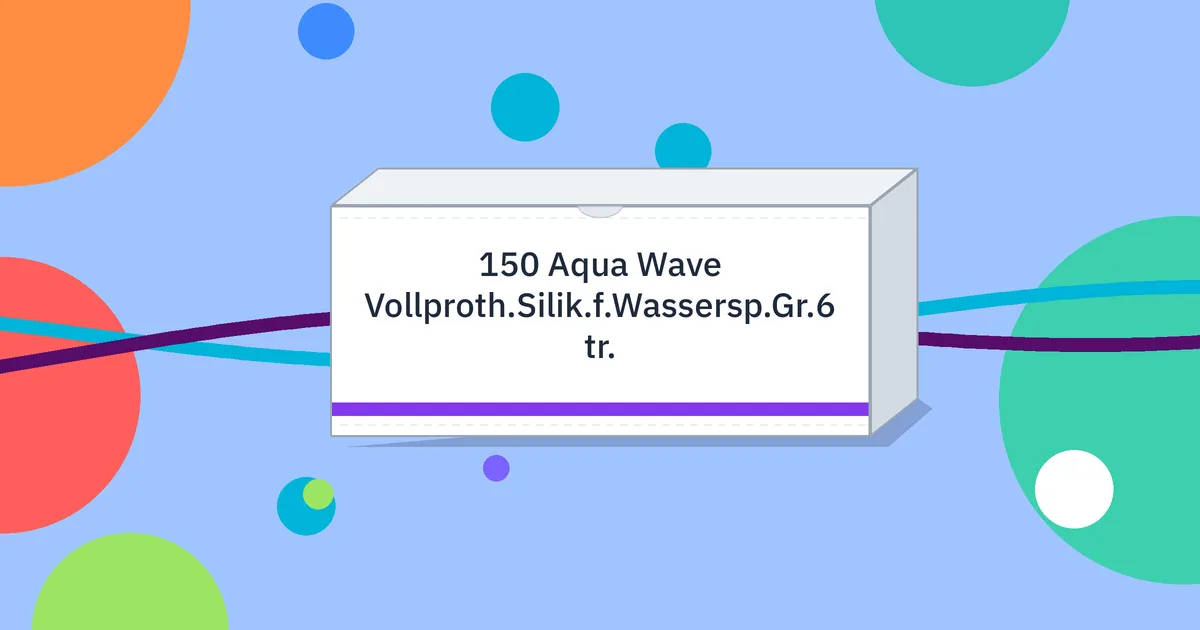 Symbolbild: Packung mit der Aufschrift 150 Aqua Wave Vollproth.Silik.f.Wassersp.Gr.6 tr. (PZN 18711865) – Verfügbarkeit und Bezug in Apotheken in Frankfurt am Main