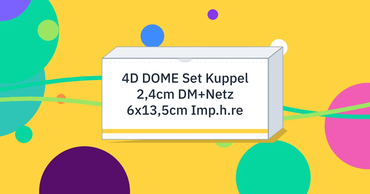 Symbolbild: Packung mit der Aufschrift 4D DOME Set Kuppel 2,4cm DM+Netz 6x13,5cm Imp.h.re (PZN 19505122) – Verfügbarkeit und Bezug in Apotheken in Frankfurt am Main