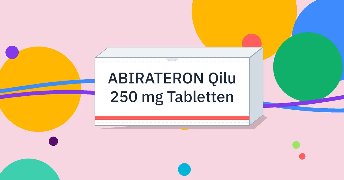 Symbolbild: Packung mit der Aufschrift ABIRATERON Qilu 250 mg Tabletten (PZN 18366500) – Verfügbarkeit und Bezug in Apotheken in Frankfurt am Main