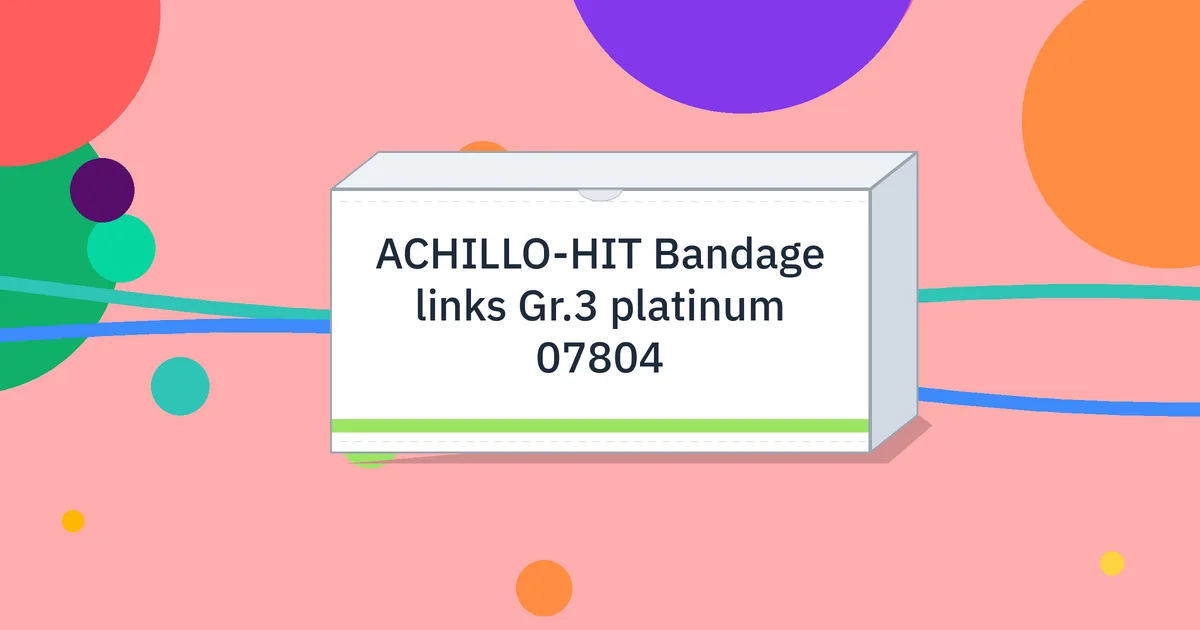 Symbolbild: Packung mit der Aufschrift ACHILLO-HIT Bandage links Gr.3 platinum 07804 (PZN 06826563) – Verfügbarkeit und Bezug in Apotheken in Frankfurt am Main