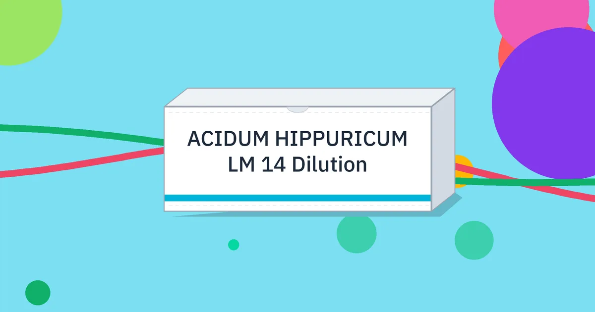Symbolbild: Packung mit der Aufschrift ACIDUM HIPPURICUM LM 14 Dilution (PZN 13277418) – Verfügbarkeit und Bezug in Apotheken in Frankfurt am Main