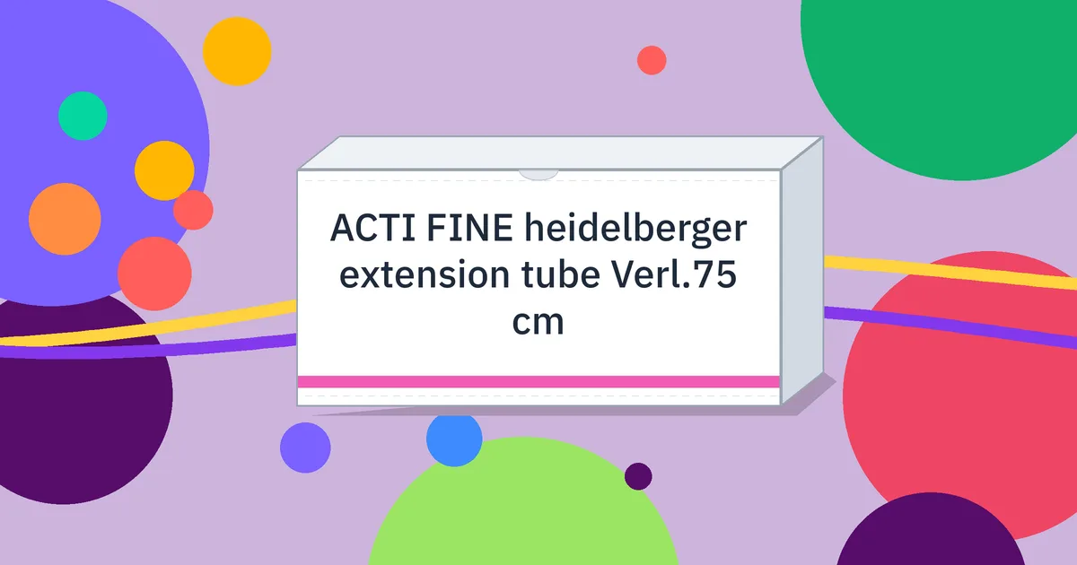 Symbolbild: Packung mit der Aufschrift ACTI FINE heidelberger extension tube Verl.75 cm (PZN 07659446) – Verfügbarkeit und Bezug in Apotheken in Frankfurt am Main