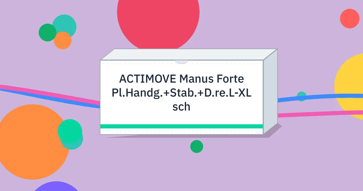 Symbolbild: Packung mit der Aufschrift ACTIMOVE Manus Forte Pl.Handg.+Stab.+D.re.L-XL sch (PZN 17947353) – Verfügbarkeit und Bezug in Apotheken in Frankfurt am Main