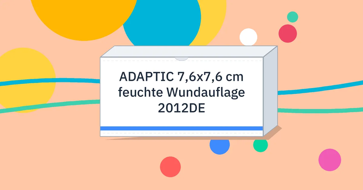 Symbolbild: Packung mit der Aufschrift ADAPTIC 7,6x7,6 cm feuchte Wundauflage 2012DE (PZN 20544707) – Verfügbarkeit und Bezug in Apotheken in Frankfurt am Main