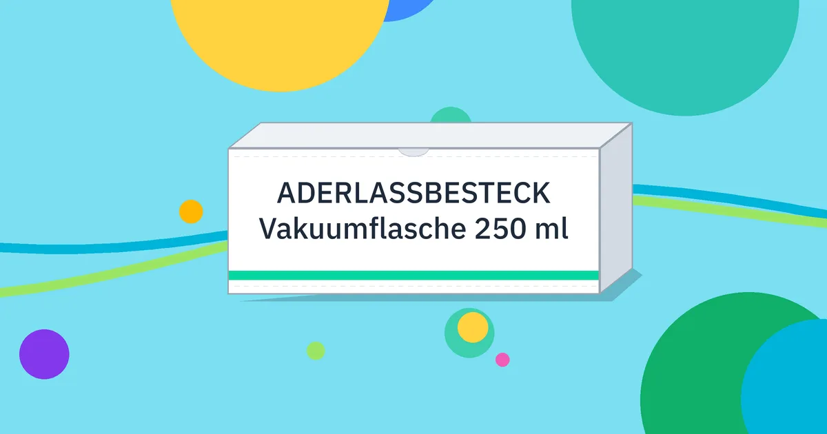Symbolbild: Packung mit der Aufschrift ADERLASSBESTECK Vakuumflasche 250 ml (PZN 08482518) – Verfügbarkeit und Bezug in Apotheken in Frankfurt am Main