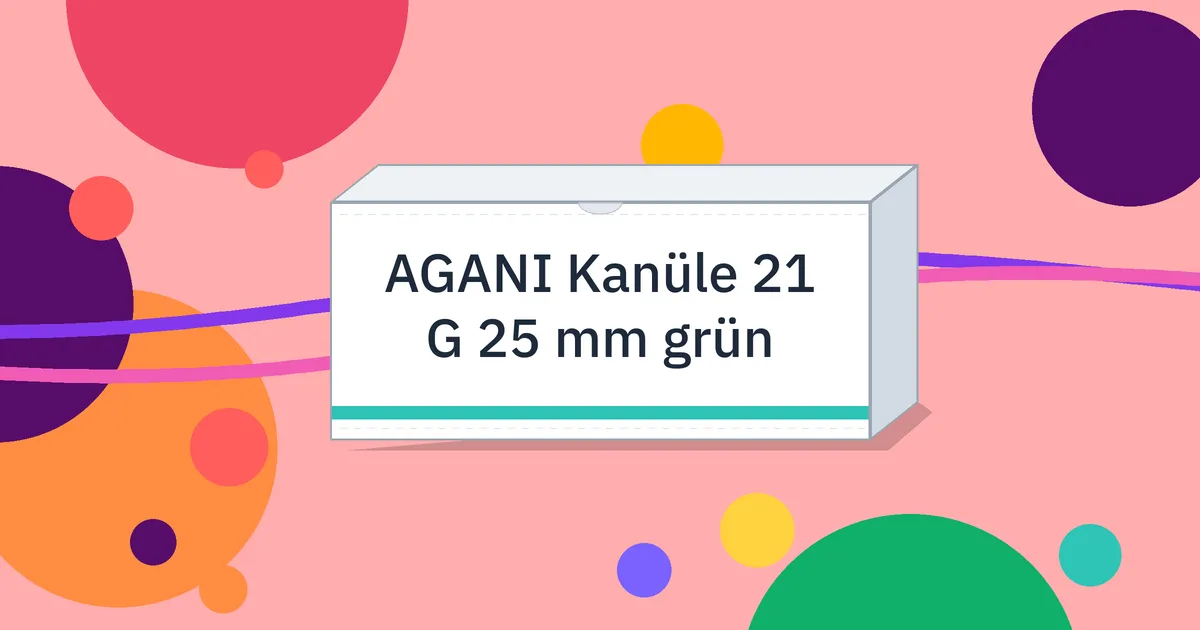 Symbolbild: Packung mit der Aufschrift AGANI Kanüle 21 G 25 mm grün (PZN 20130472) – Verfügbarkeit und Bezug in Apotheken in Frankfurt am Main