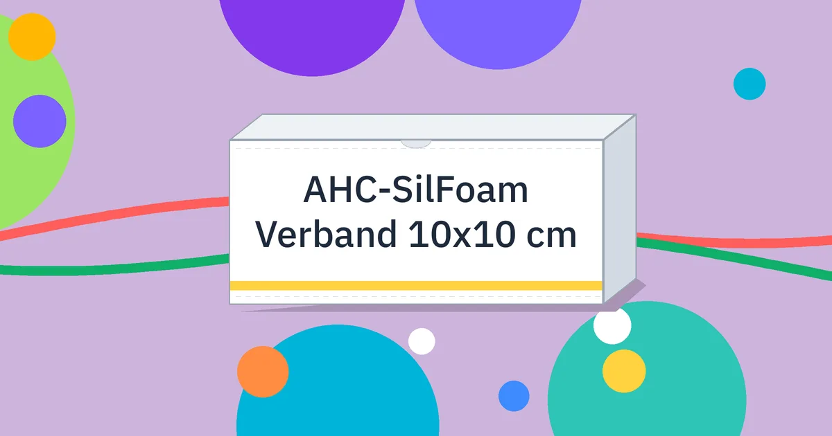 Symbolbild: Packung mit der Aufschrift AHC-SilFoam Verband 10x10 cm (PZN 18249929) – Verfügbarkeit und Bezug in Apotheken in Frankfurt am Main