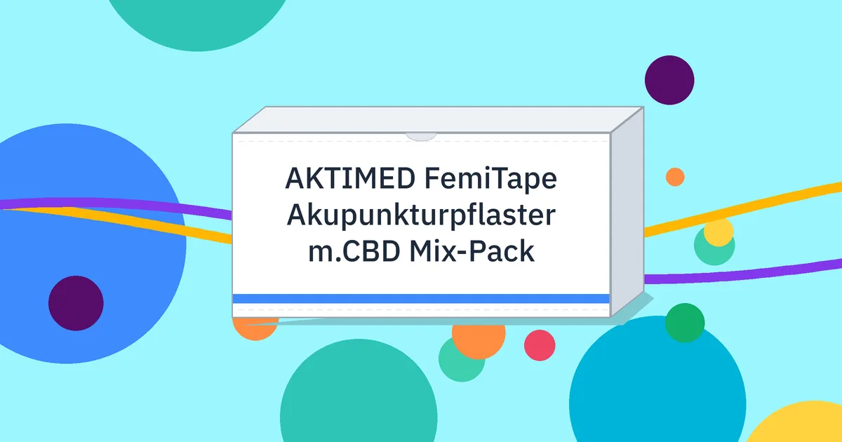 Symbolbild: Packung mit der Aufschrift AKTIMED FemiTape Akupunkturpflaster m.CBD Mix-Pack (PZN 19860194) – Verfügbarkeit und Bezug in Apotheken in Frankfurt am Main