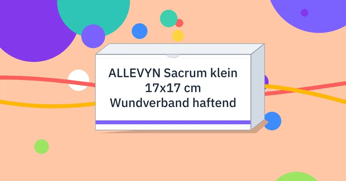 Symbolbild: Packung mit der Aufschrift ALLEVYN Sacrum klein 17x17 cm Wundverband haftend (PZN 16956338) – Verfügbarkeit und Bezug in Apotheken in Frankfurt am Main