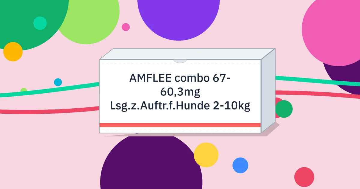Symbolbild: Packung mit der Aufschrift AMFLEE combo 67-60,3mg Lsg.z.Auftr.f.Hunde 2-10kg (PZN 13921664) – Verfügbarkeit und Bezug in Apotheken in Frankfurt am Main