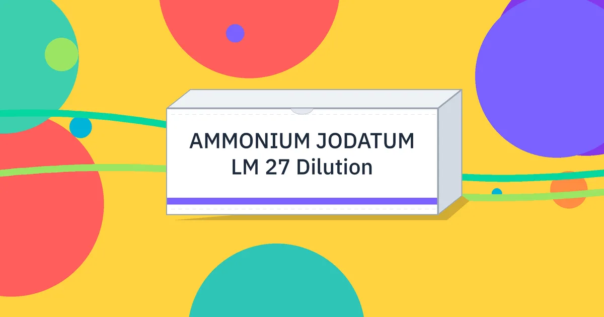 Symbolbild: Packung mit der Aufschrift AMMONIUM JODATUM LM 27 Dilution (PZN 13321510) – Verfügbarkeit und Bezug in Apotheken in Frankfurt am Main