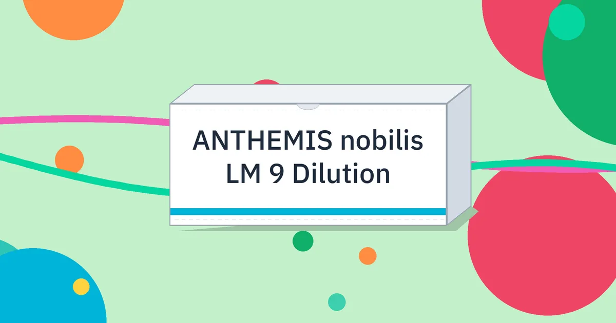 Symbolbild: Packung mit der Aufschrift ANTHEMIS nobilis LM 9 Dilution (PZN 12763329) – Verfügbarkeit und Bezug in Apotheken in Frankfurt am Main