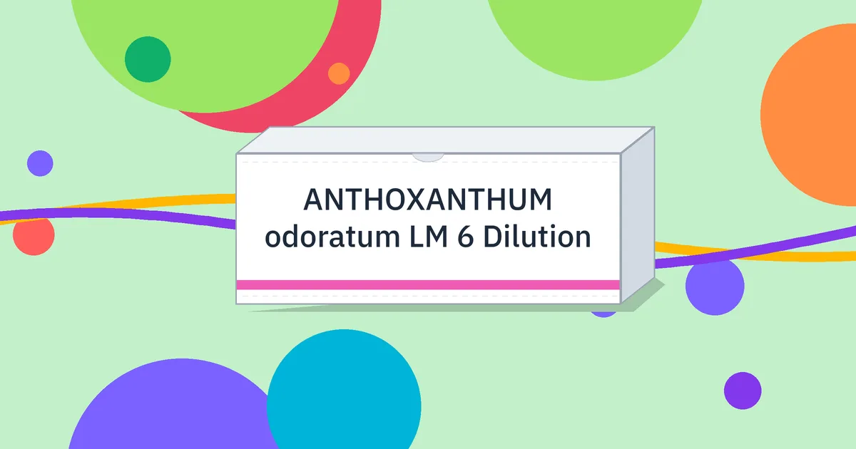 Symbolbild: Packung mit der Aufschrift ANTHOXANTHUM odoratum LM 6 Dilution (PZN 13369770) – Verfügbarkeit und Bezug in Apotheken in Frankfurt am Main