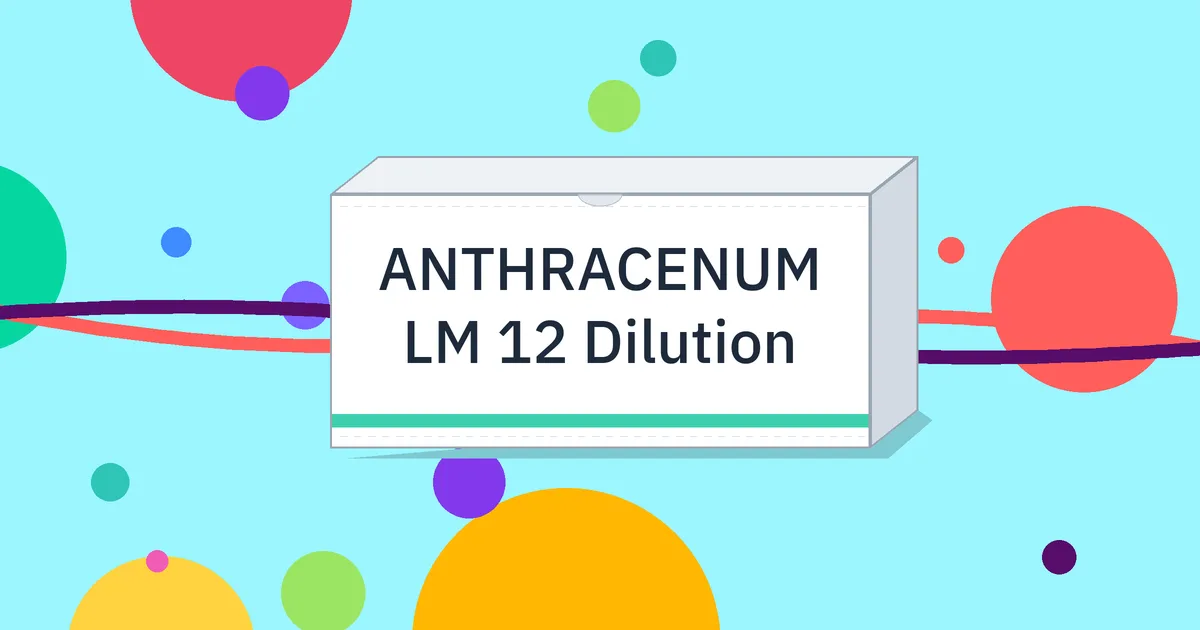 Symbolbild: Packung mit der Aufschrift ANTHRACENUM LM 12 Dilution (PZN 13370276) – Verfügbarkeit und Bezug in Apotheken in Frankfurt am Main