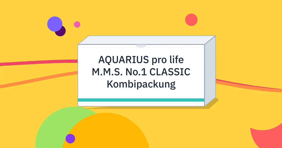 Symbolbild: Packung mit der Aufschrift AQUARIUS pro life M.M.S. No.1 CLASSIC Kombipackung (PZN 08778609) – Verfügbarkeit und Bezug in Apotheken in Frankfurt am Main