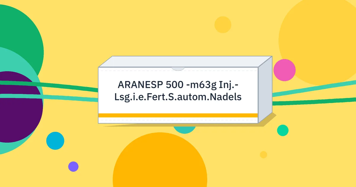 Symbolbild: Packung mit der Aufschrift ARANESP 500 -m63g Inj.-Lsg.i.e.Fert.S.autom.Nadels (PZN 17524109) – Verfügbarkeit und Bezug in Apotheken in Frankfurt am Main