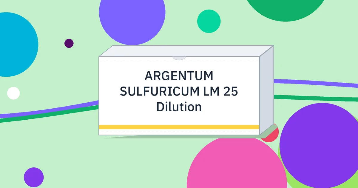 Symbolbild: Packung mit der Aufschrift ARGENTUM SULFURICUM LM 25 Dilution (PZN 12770186) – Verfügbarkeit und Bezug in Apotheken in Frankfurt am Main