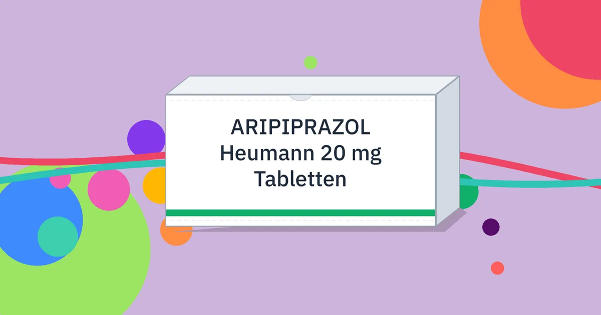 Symbolbild: Packung mit der Aufschrift ARIPIPRAZOL Heumann 20 mg Tabletten (PZN 16060240) – Verfügbarkeit und Bezug in Apotheken in Frankfurt am Main